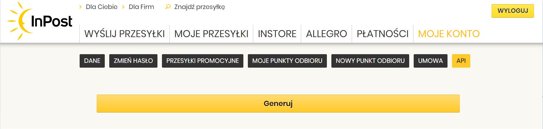Integracja – samodzielne generowanie dostępów do API ShipX | InPost